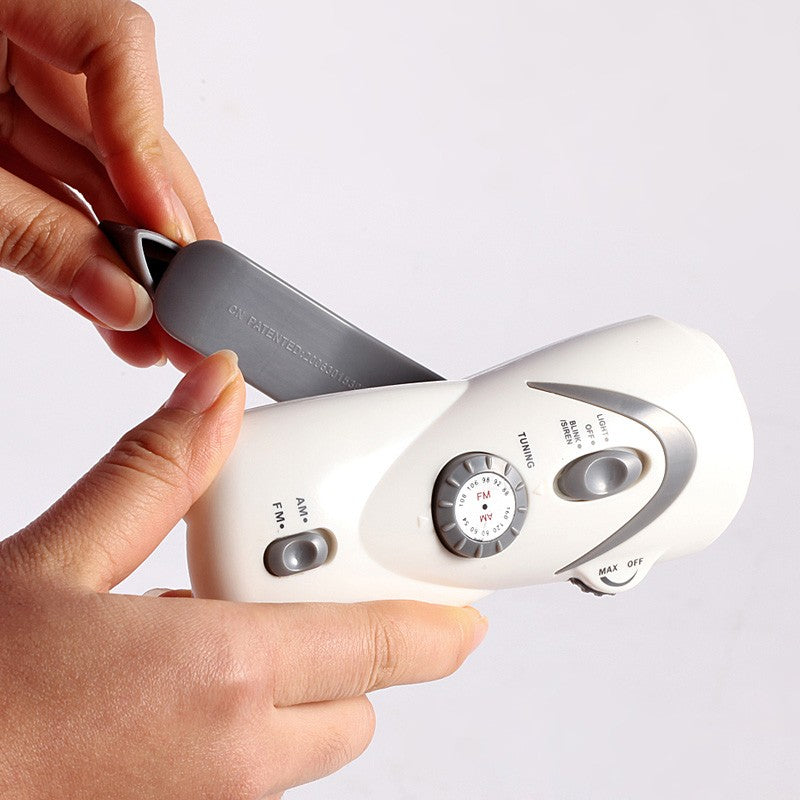 Portable Hand Crank Self-Powered Flashlight & Radio, with Flash Alarm ...
